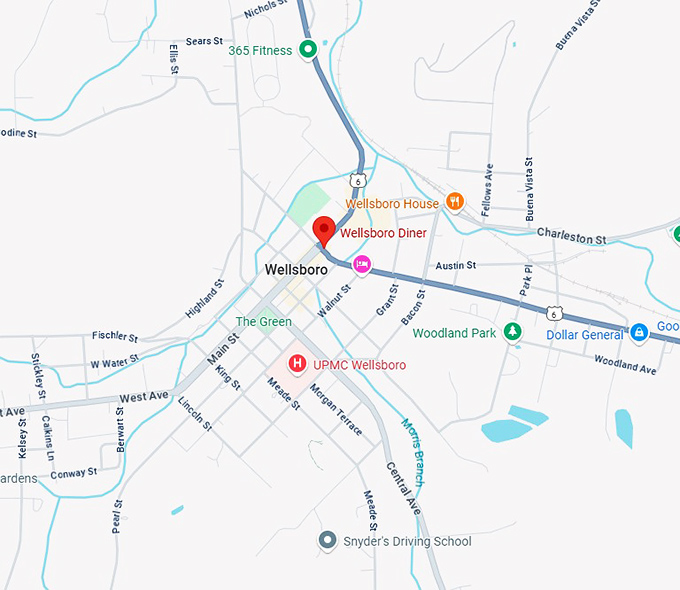 16. wellsboro diner map
