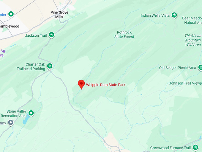 16. whipple dam state park map