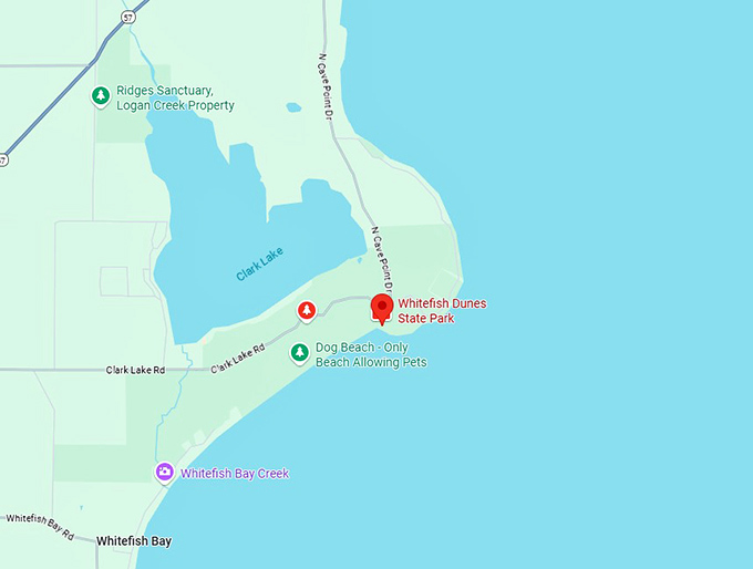 16. whitefish dunes state park map