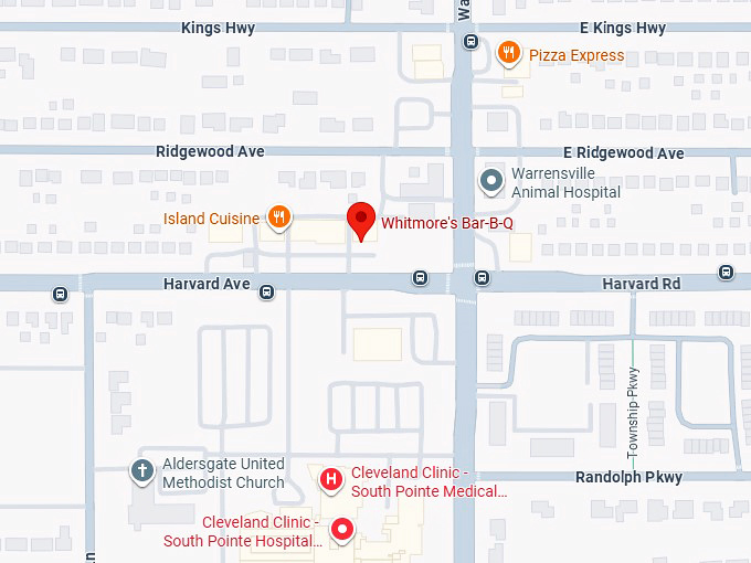 16. whitmore's bar b q map