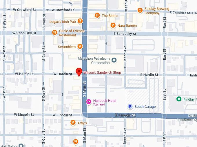 16. wilson's sandwich shop map