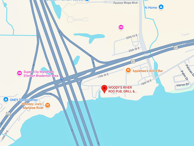 16. woody's river roo pub, grill & tiki bar map