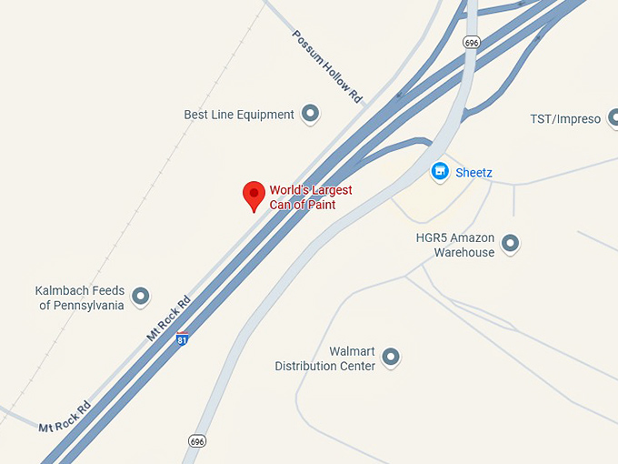 16. world's largest can of paint map