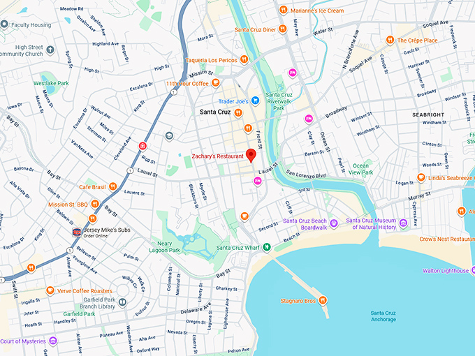 16. zachary's restaurant map