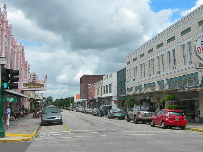 Historic downtown Arcadia showcases its iconic pink Opera House and vintage storefronts &ndash; small-town Florida at its most charming!