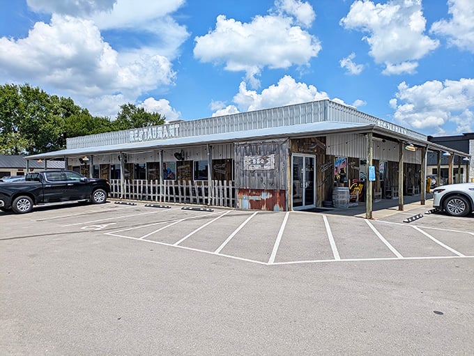 Dowd's Catfish House stands proud with its rustic charm and weathered wood exterior – Missouri comfort food at its finest.