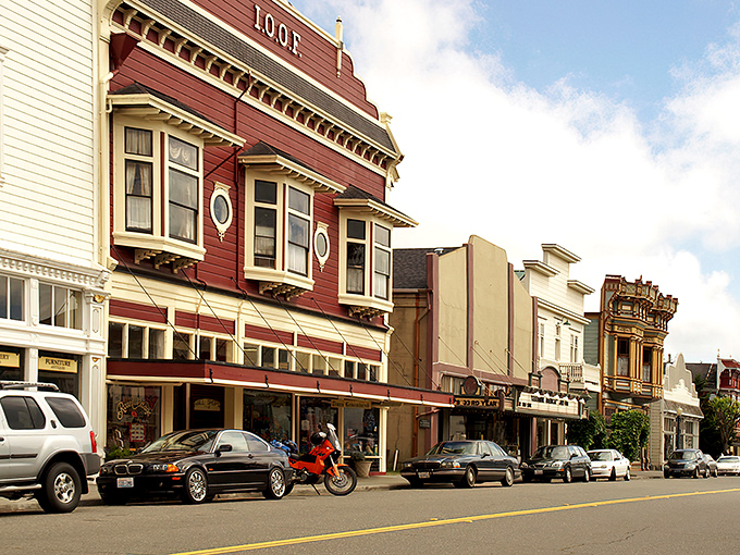 Ferndale's Victorian "Butterfat Palaces" line Main Street like colorful sentries guarding a bygone era of dairy prosperity.