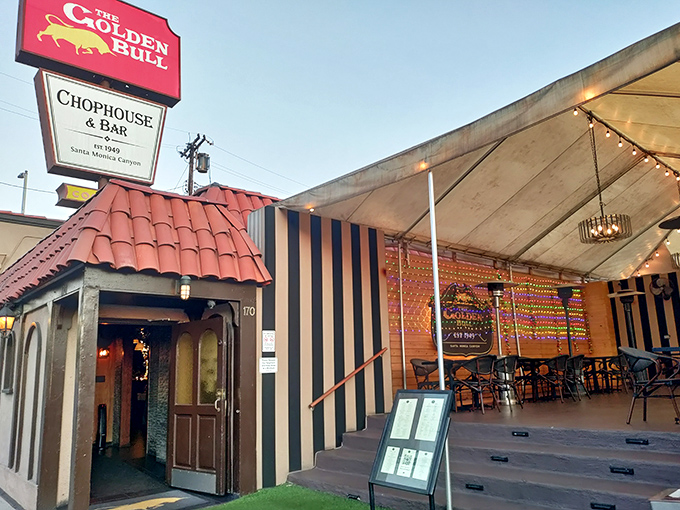 Sometimes the best steaks hide behind the most unassuming facades, like this Santa Monica treasure.