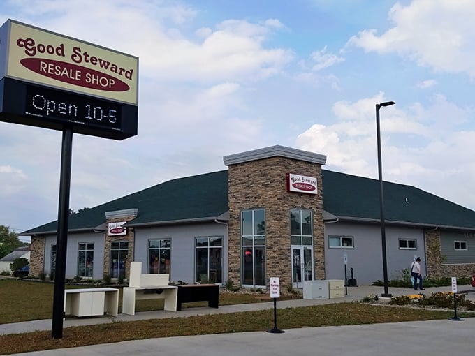 The Good Steward's stone facade might say "fancy boutique," but your wallet will thank you for the thrift store prices inside!