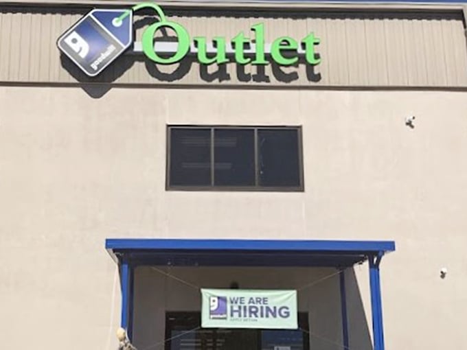 The Goodwill Outlet's unassuming exterior hides a treasure hunter's paradise inside. Like finding the secret entrance to bargain heaven!