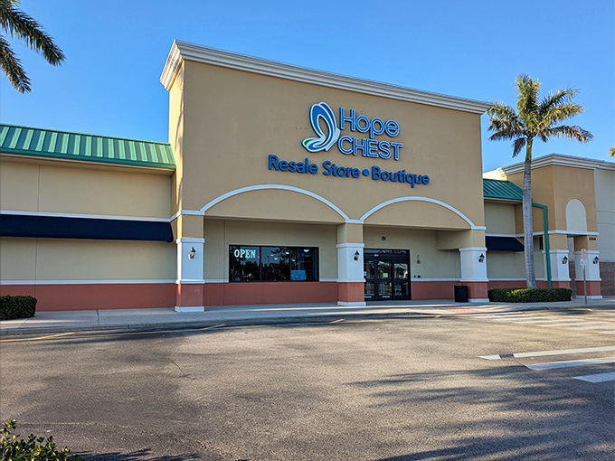 Hope Chest's sunny exterior promises treasures inside—like finding gold at the end of a Florida rainbow.