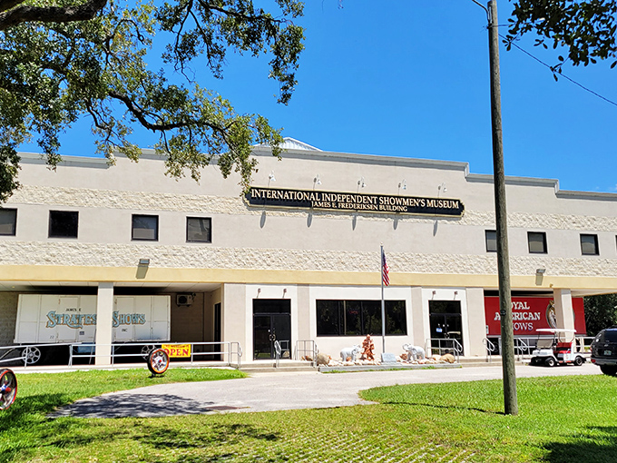 The unassuming exterior of the Showmen's Museum hides a wonderland of carnival history inside. Step right up!
