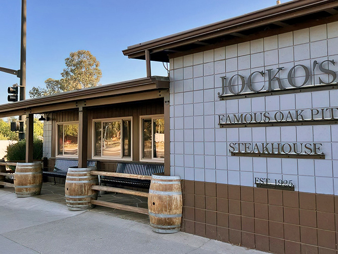 Sometimes the best steakhouses look like your neighbor's house - those wine barrels whisper promises of perfectly grilled tri-tip.