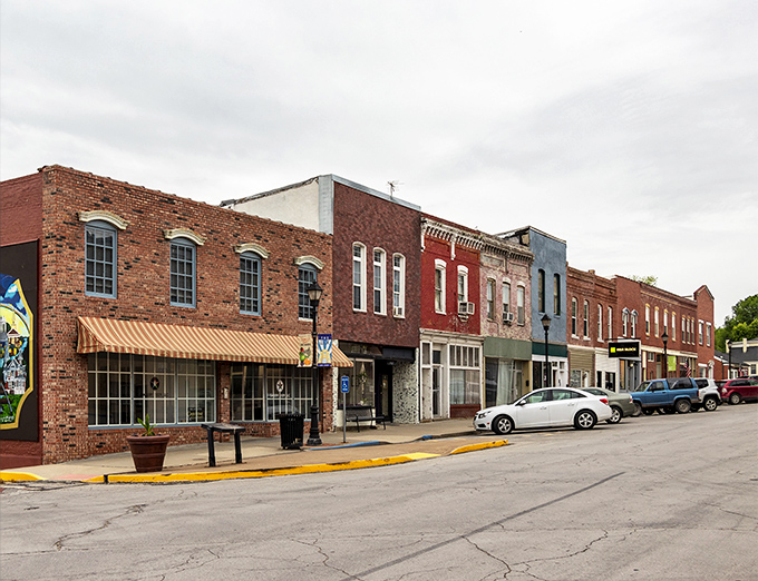 Lexington's Main Street &ndash; where brick buildings stand like sentinels of history, quietly telling tales of riverboat days gone by.