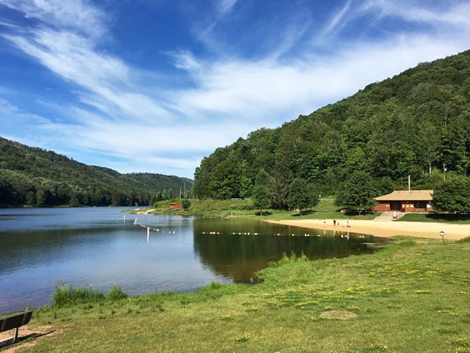 Lyman Run's pristine shoreline beckons like nature's own infinity pool, where forest meets water in perfect harmony.