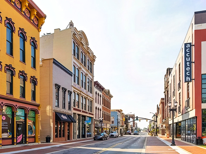 Historic downtown Muncie looks like a movie set where Jimmy Stewart might stroll by any minute. Those colorful buildings hold stories and surprisingly affordable apartments!