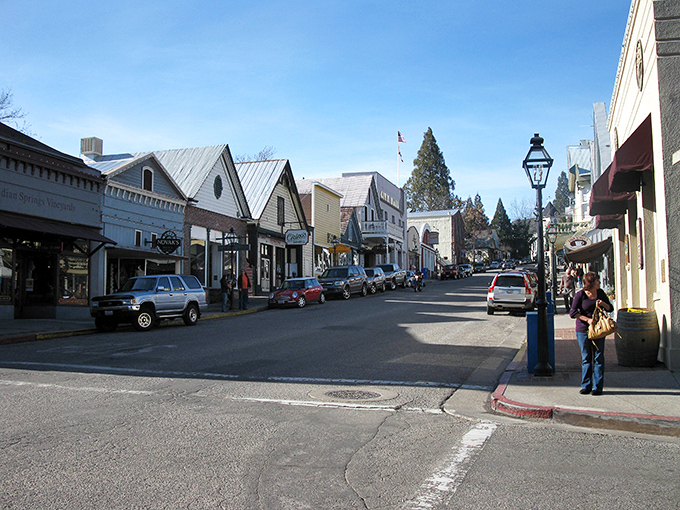Nevada City's Main Street feels like stepping into a Western movie set, complete with wooden sidewalks and old-world charm.