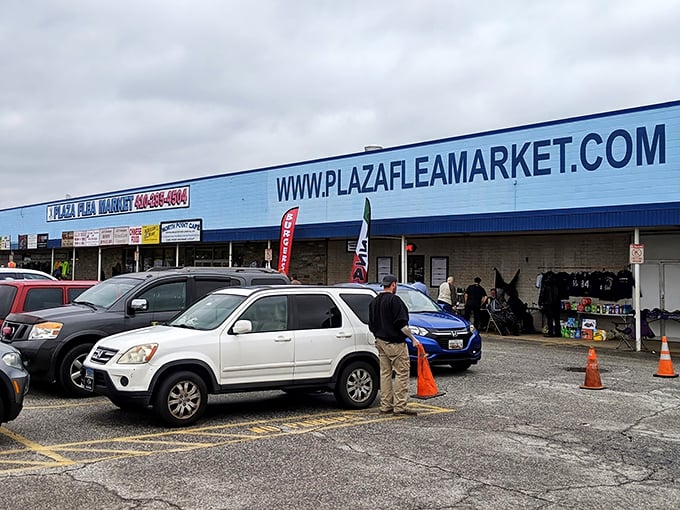 That blue building isn't subtle, but neither are the bargains waiting inside North Point Plaza's treasure-filled halls.