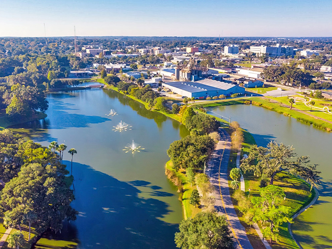 Ocala's Lake Tuscawilla sparkles like nature's own mood ring, reflecting the city's charm without reflecting high living costs.