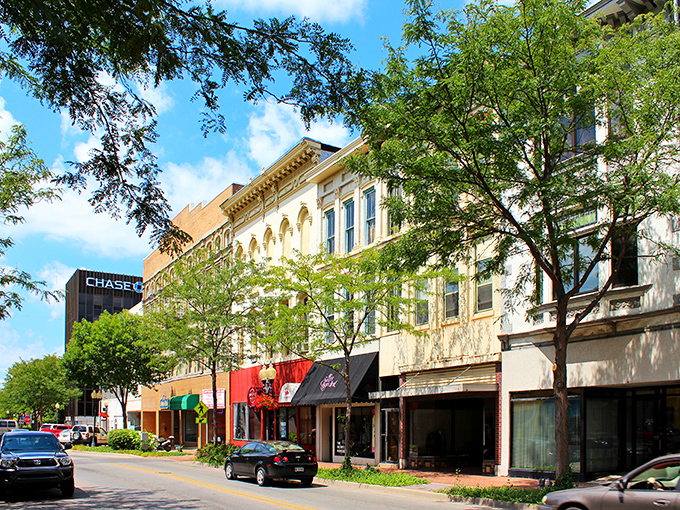 Richmond's historic downtown looks like a movie set where small-town charm meets big-time affordability. Those colorful awnings practically invite your wallet to relax.