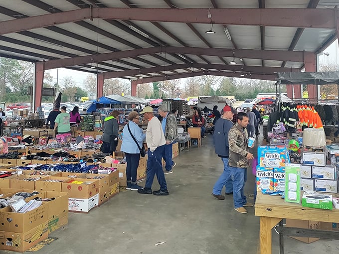 Treasure hunters paradise! Smiley's covered pavilion keeps shoppers comfortable while they hunt for everything from tools to trinkets.
