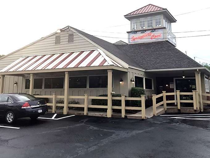 Smuggler's Cove (exterior): "That lighthouse-topped building isn't just for show&mdash;it's guiding hungry sailors to some of Pennsylvania's finest seafood treasures!"