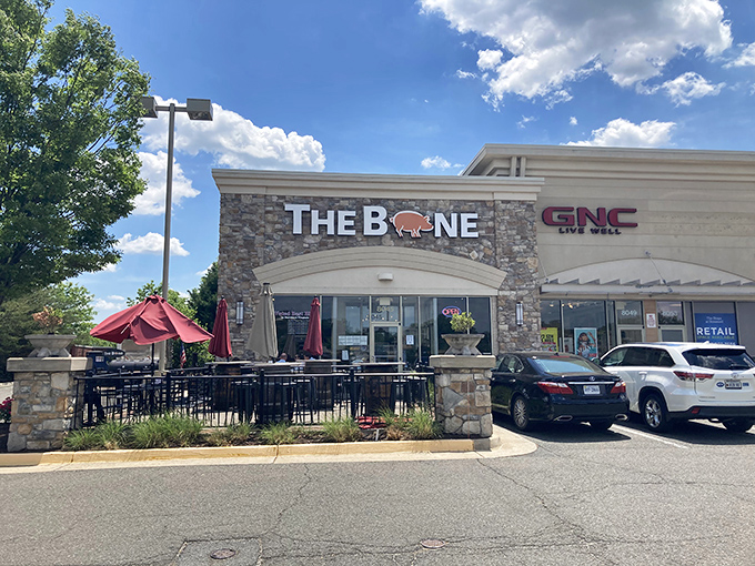 The Bone BBQ's stone facade isn't just for show&mdash;it's a temple of smoke where pork dreams come true.