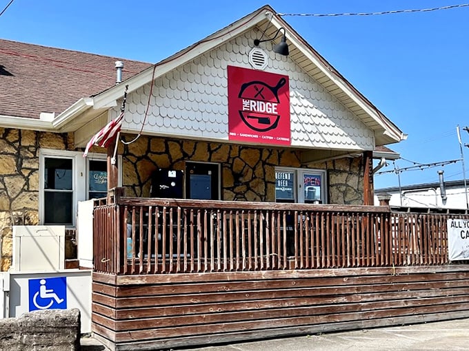 "Stone walls and a wooden deck&mdash;this unassuming BBQ haven proves the best treasures often come in humble packages."