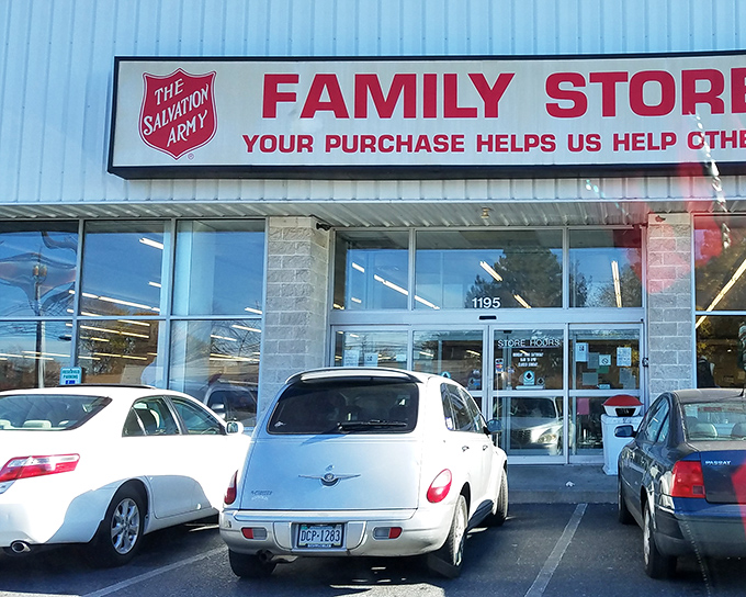 The Salvation Army's bright red sign promises more than bargains&mdash;it's a beacon of hope where shopping actually helps others.