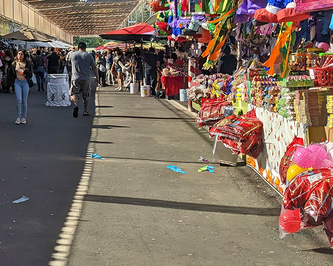 Treasure hunting paradise! The San Jose Flea Market's colorful stalls stretch as far as the eye can see, like a bargain-filled Disneyland for grown-ups.