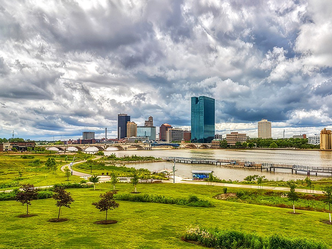 Toledo's skyline embraces the Maumee River like an old friend. Green spaces and glass towers create a postcard-perfect view that won't empty your wallet.