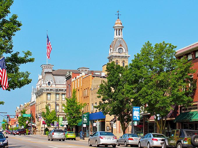 Wooster's downtown skyline shines under blue skies, where that magnificent clock tower keeps watch over brick buildings that have seen it all.