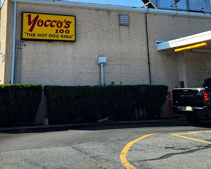 Yocco's bold yellow sign declares it "The Hot Dog King" – a title earned through decades of serving Allentown's most craved franks.