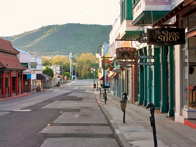 Historic Yreka's main street whispers Gold Rush tales while mountain shadows play across storefronts that haven't changed in a century.