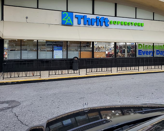 Every discount hunter's dream destination! 2A Thrift Superstore's storefront promises adventures in affordable shopping with daily discounts.