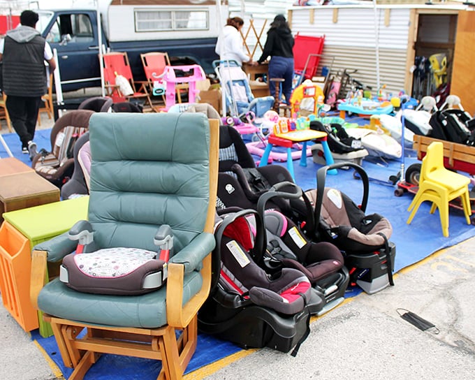 Baby gear galore! This corner of 7 Mile Fair is where smart parents find barely-used necessities at prices that won't break the college fund.