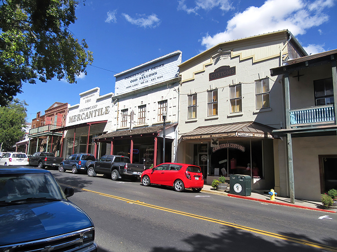The Mercantile building stands proudly on Angels Camp's main drag, a reminder of when gold fever gripped these hills.