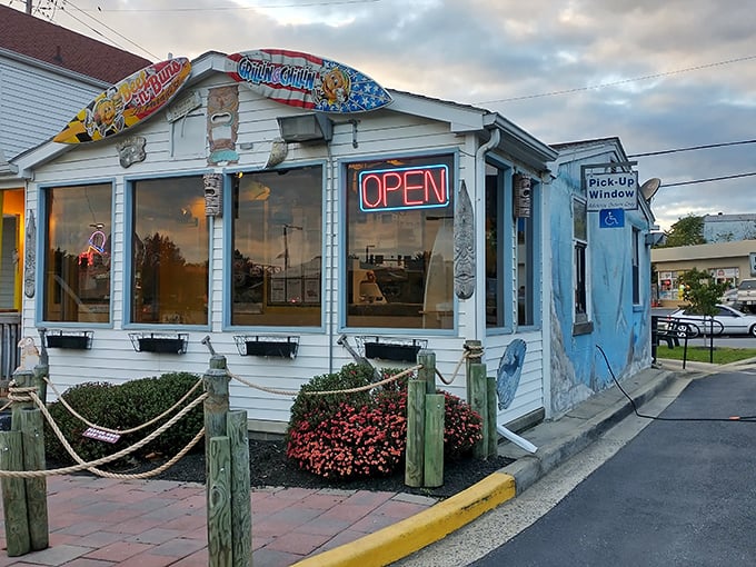 This little slice of paradise might make you forget you're in Maryland. The nautical rope and wooden posts complete the beachy burger experience.