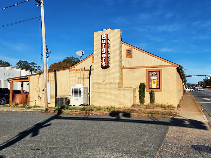 That vertical "Burgers" sign isn't just advertising—it's a beacon of hope for the burger-obsessed wandering Rock Hill.