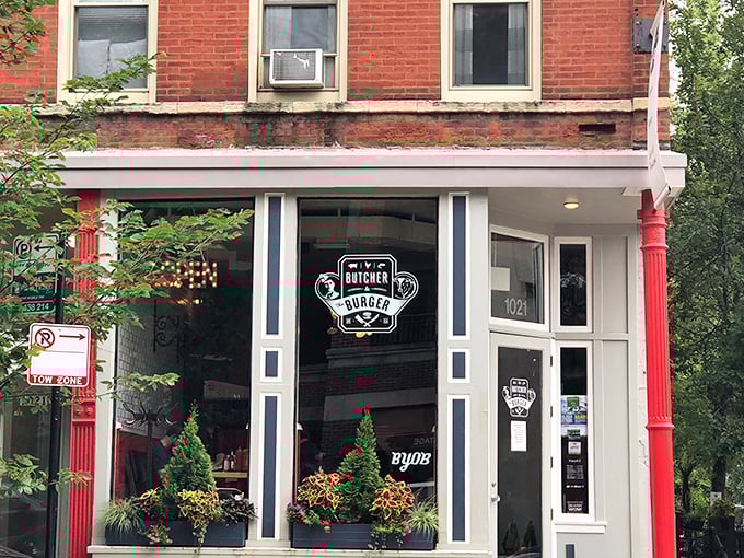 Step into burger paradise! Butcher & The Burger's clean, welcoming fa&ccedil;ade promises meaty treasures within that will haunt your dreams.