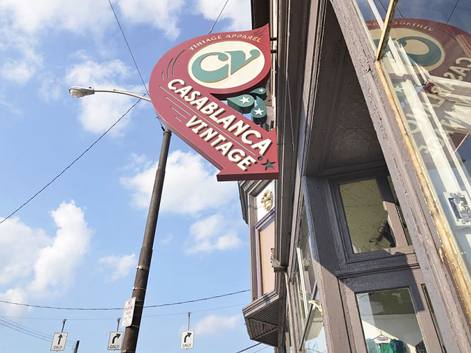 That vintage sign hanging proudly above Cincinnati's coolest secondhand shop practically screams, "Of all the thrift joints in all the towns in all the world..."
