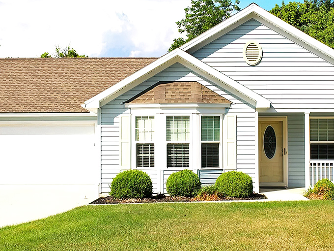 Clean lines and cozy charm create the kind of neighborhood where every porch tells a welcoming story.