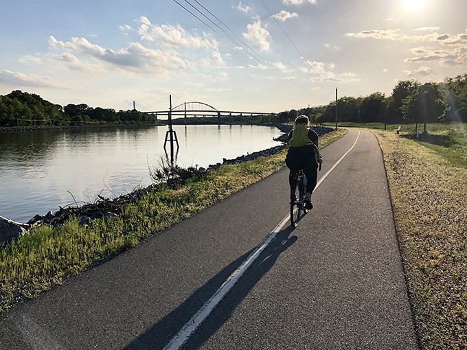 Pedaling along the Delaware Bayshore Byway with water views that beat any gym's TV screens. Nature's treadmill with better scenery!