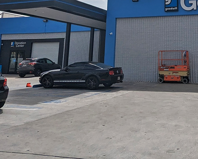 Donation center in action! Where yesterday's impulse buys become tomorrow's treasures for someone with better closet space.