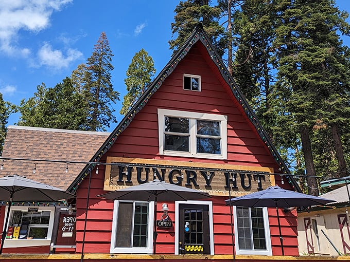 This charming red cabin isn't just a feast for the eyes &ndash; inside, they're serving up burgers that make the winding mountain drive completely worth it.