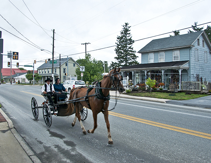When GPS meets horsepower: Amish navigation system includes actual horse sense and zero road rage incidents.