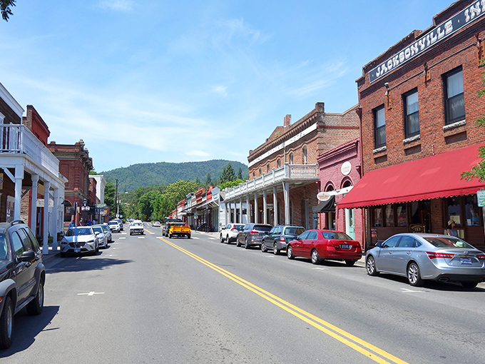 Red brick buildings and blue skies frame Jacksonville's perfectly preserved downtown, where history feels wonderfully alive.