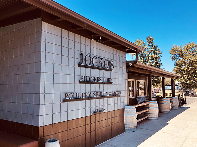 Simple signage, serious steak. Jocko's doesn't need fancy frills when their oak-fired meat speaks volumes about California's ranching heritage.