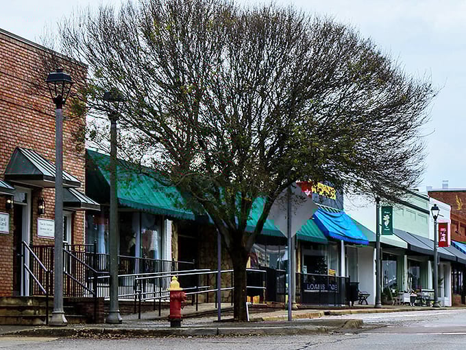 These storefronts have watched generations pass by, each brick holding memories of simpler times.