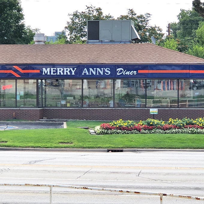 Merry Ann's classic diner facade promises pancakes the size of frisbees and coffee that keeps flowing like conversation.